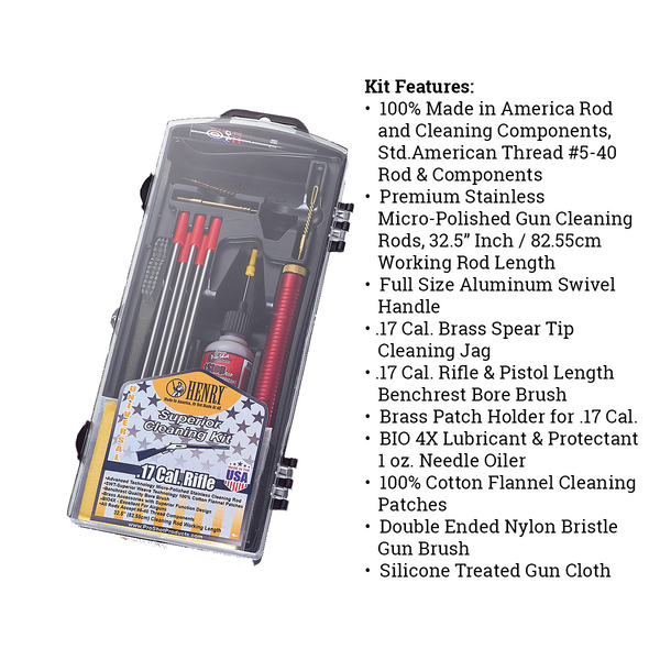 Henry Cleaning Kits (.17-.45 cal Rifle and .410 bore-12ga Shotgun ...