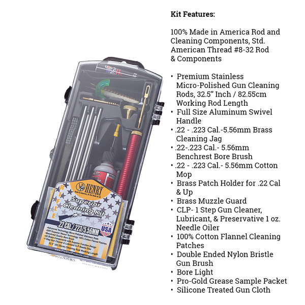 Henry Cleaning Kits (.17-.45 cal Rifle and .410 bore-12ga Shotgun ...