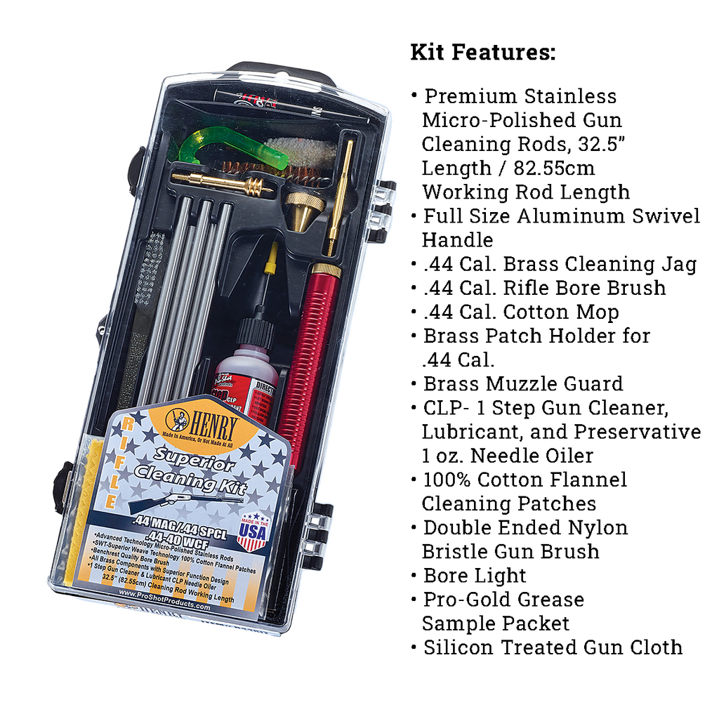 Henry Cleaning Kits (.17-.45 cal Rifle and .410 bore-12ga Shotgun ...
